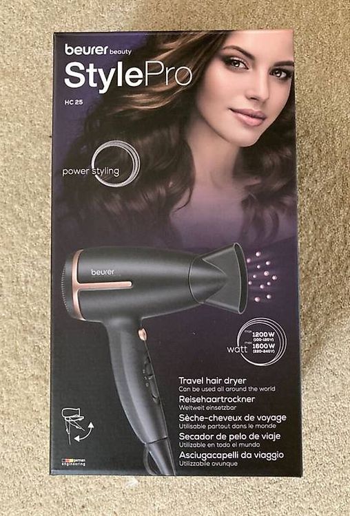 Beurer Style Pro HC25 Travel Hair Dryer,Lightweight Portable (Neu und ...
