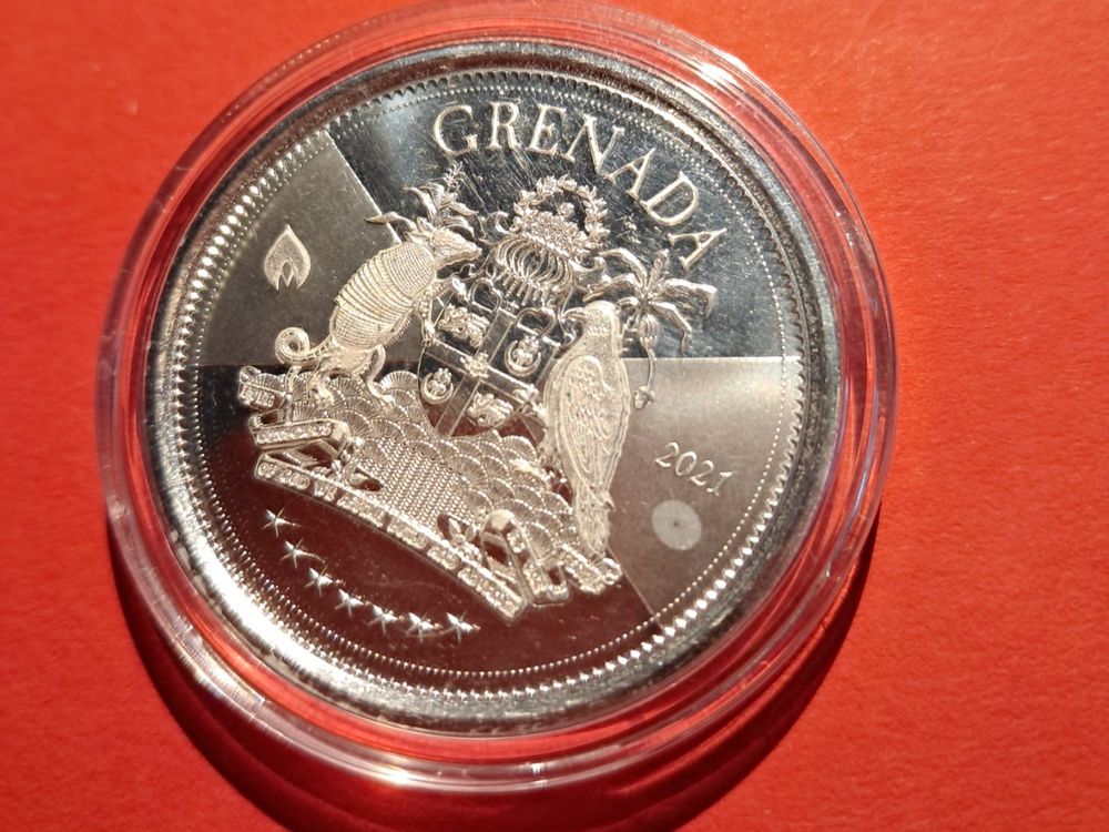 1 OZ UNZE SILBER SILBERMÜNZE 999 GRENADA 2021 (Neu und originalverpackt ...