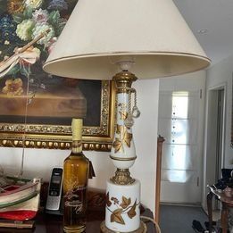 Antike schöne Lampe von R. Noirot Porzellan mit Gold-Efeu (Gebraucht ...