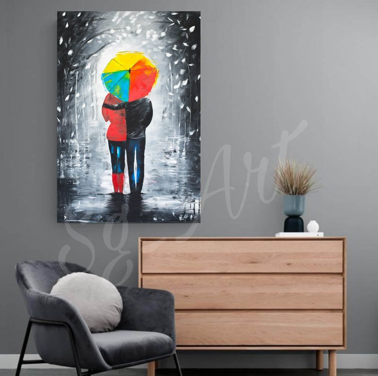 Acrylbild abstrakt Paar Regen Wald Bäume schwarz weiss neu (Neu und originalverpackt) in Rheinau ...