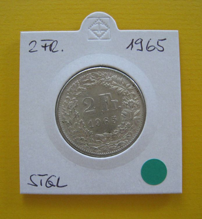 2 Franken 1965, stempelglanz ( Silber / grüne Markierung ) (Neu (gemäss Beschreibung)) in ...