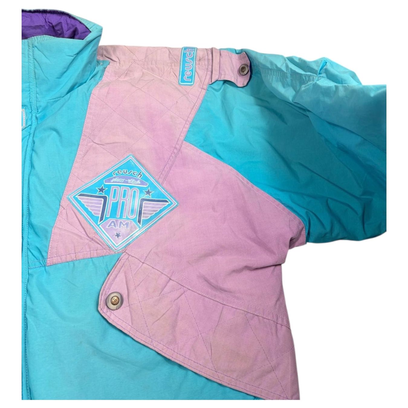 Veste de ski Vintage Pro-AM Reusch turquoise et rose - M (Neuf (Voir ...