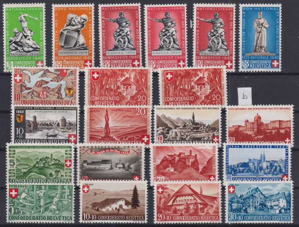 R1) Lot Pro Patria 1940-1945 mit Gummi ohne Falz. | Kaufen auf Ricardo