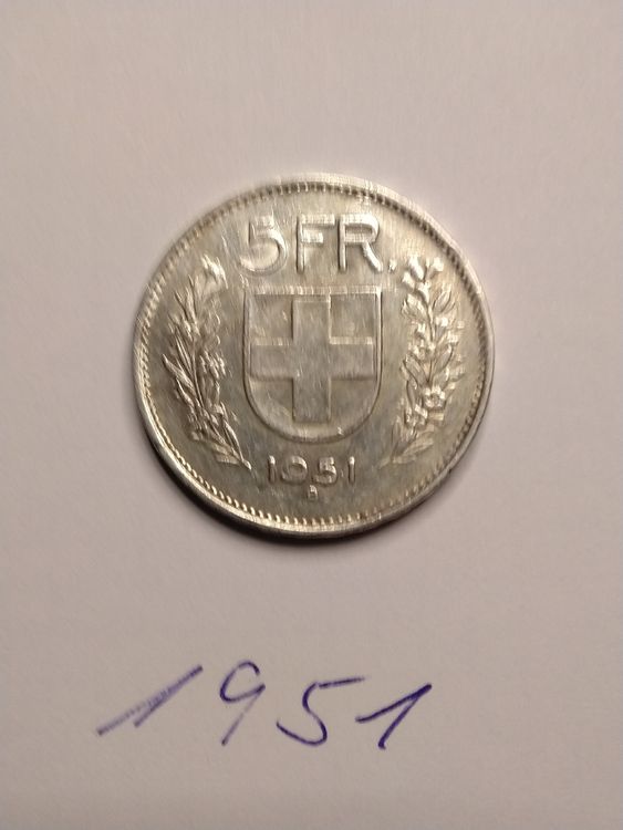 5 Franken Stück 1951 (Gebraucht) in Bonaduz für CHF 9 – mit Lieferung auf Ricardo kaufen