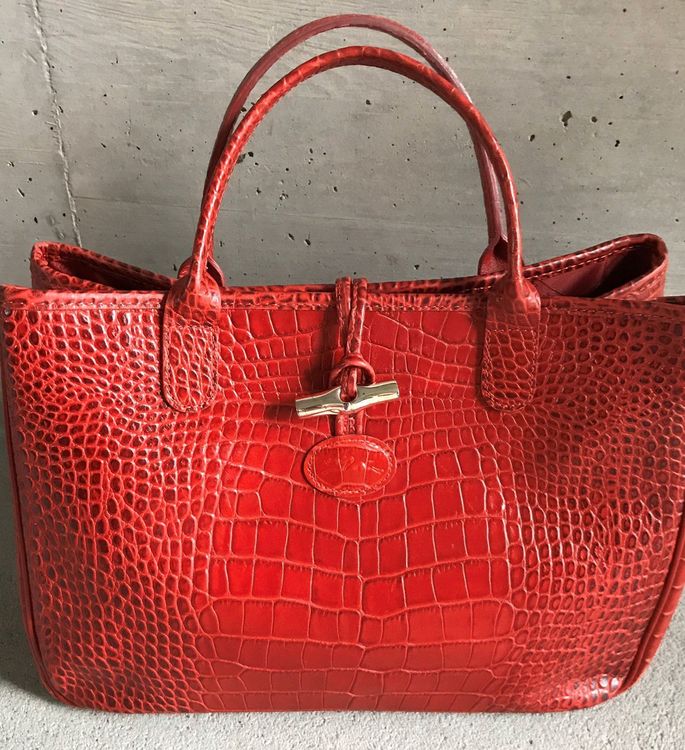 Sac Longchamp roseau croco rouge | Acheter sur Ricardo