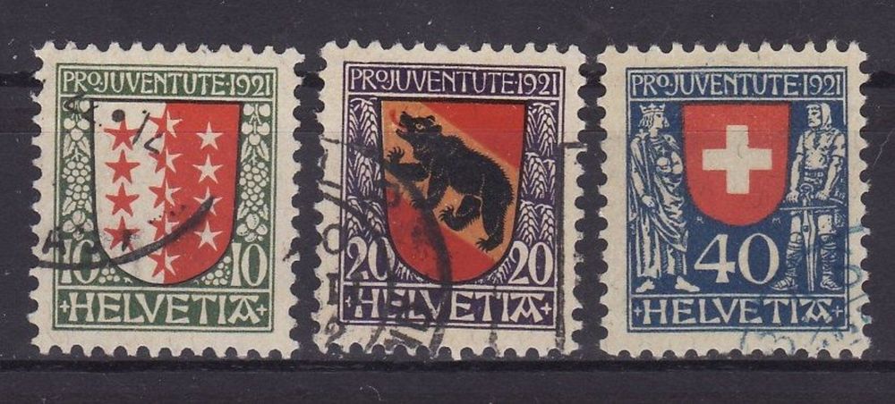 Pro Juventute Satz SBK-Nr. 18-20 (Wappen 1921) gestempelt (Gebraucht) in Teufenthal AG für CHF 1 ...