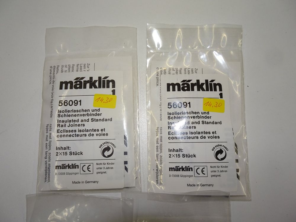 4 Märklin Islierlaschen Schienenverbinder Spur 1 Art. 56091 (Neu und originalverpackt) in ...