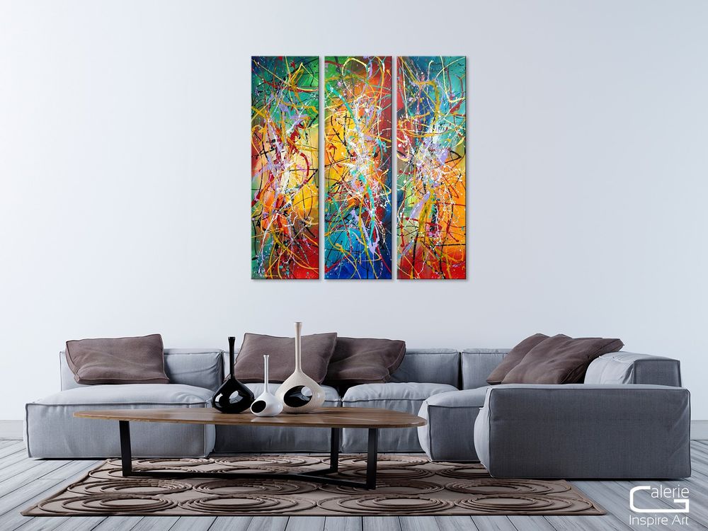 Triptychon Original Gemälde von Dieu "Sunstream" abstrakt (Neu (gemäss Beschreibung)) in Dresden ...