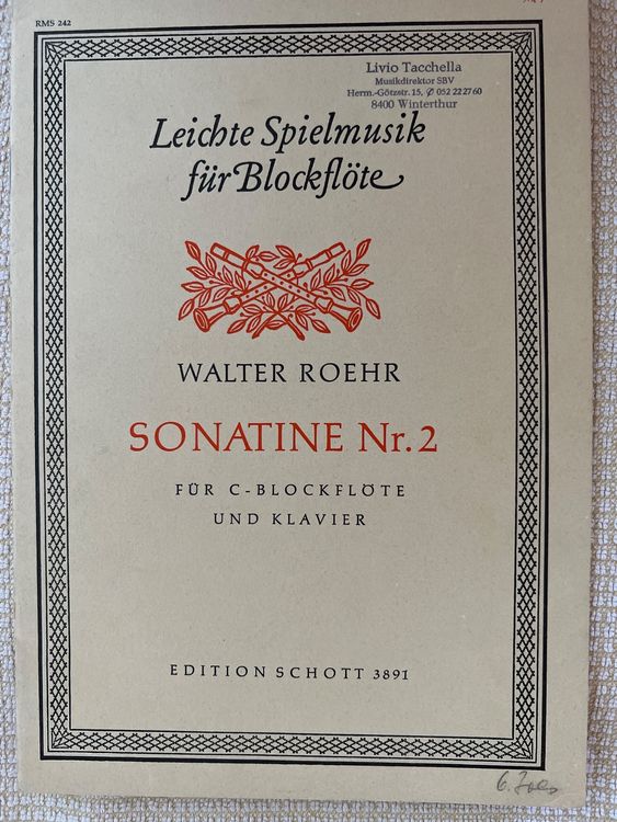 Noten - Klavier und Flöte - Walter Roehr - Sonatine Nr.2 (Gebraucht) in ...