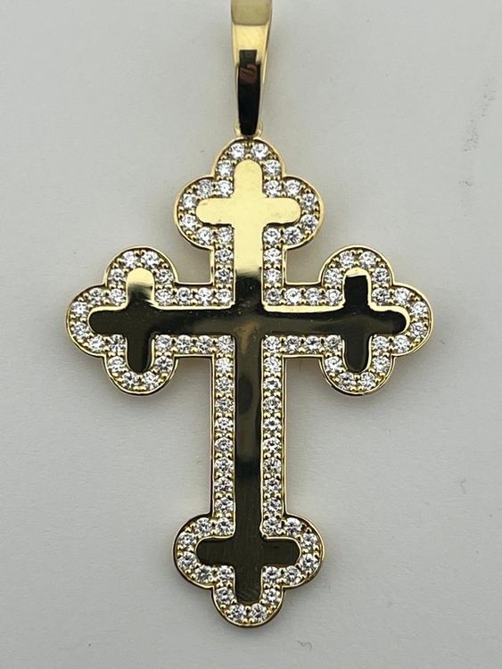 Kreuz 750/18K Gold Massiv mit 96 Brillanten 2,65 Ct (Neu und ...