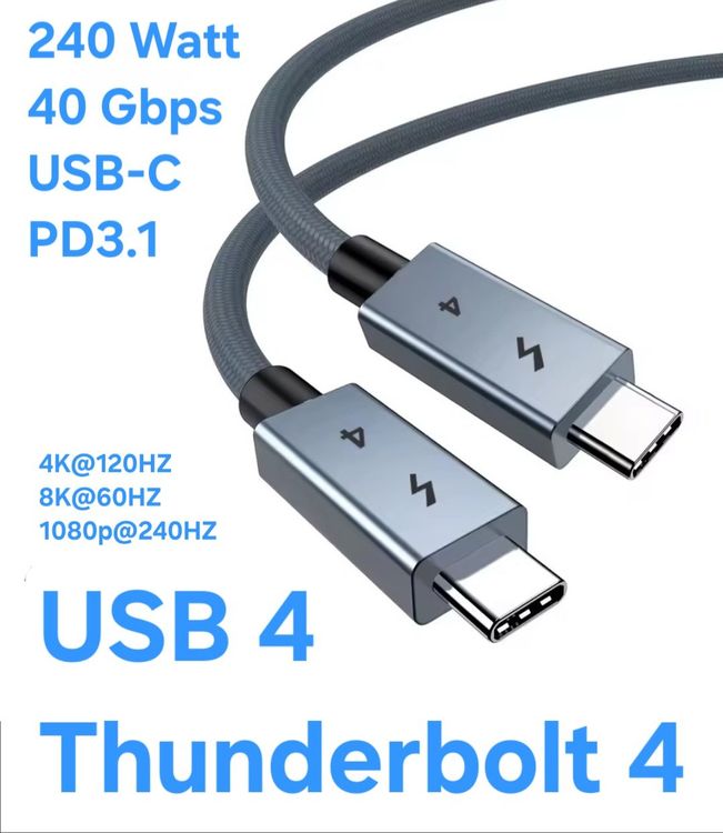 Thunderbolt 4 (USB‑C) Pro Kabel (1 m) für MacBook Mac iPhone (Neu und ...