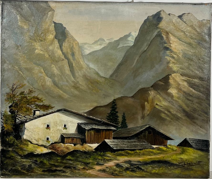 50. er Jahre Berglandschaft Gemälde mit Bauernhaus, Unl. Sig (Gebraucht) in Root für CHF 19 ...