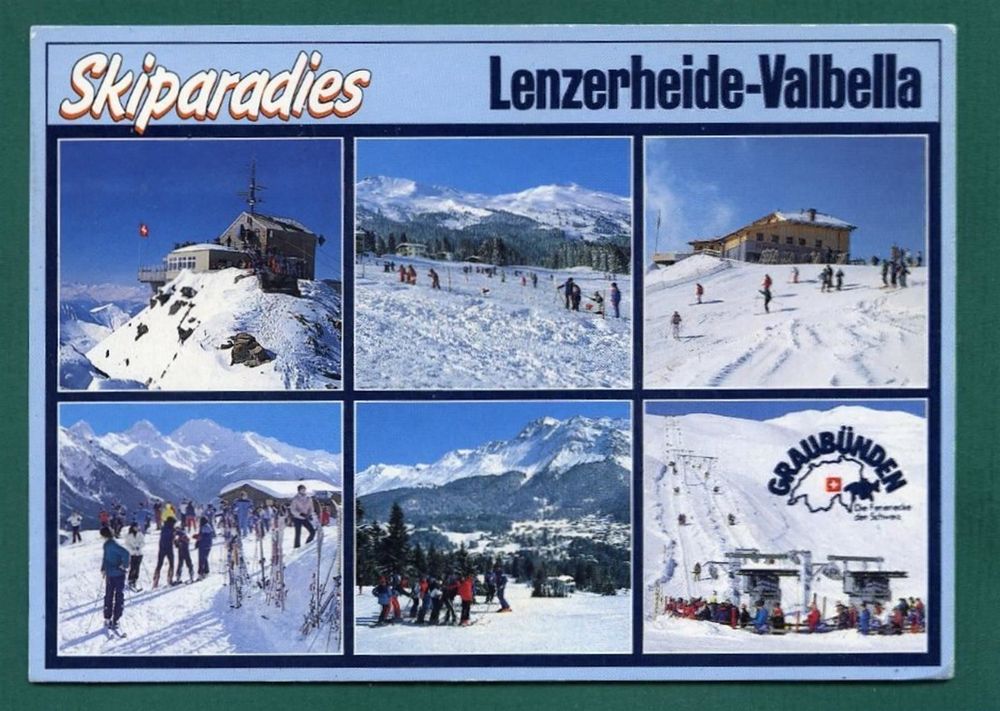 Skiparadies Lenzerheide - Valbella, Mehrbilderkarte, um 1980 (Gebraucht) in Sargans für CHF 1 ...