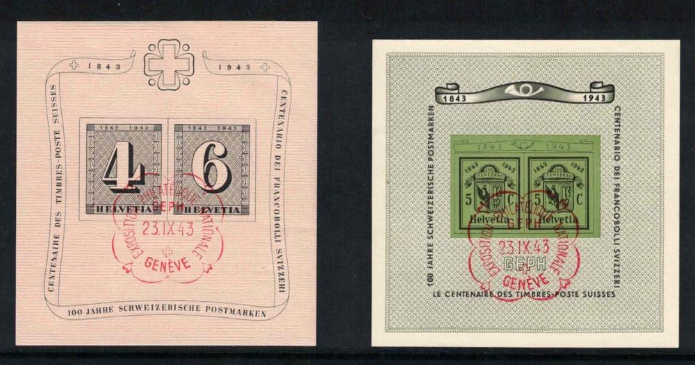1943 Zürich und Genf-Block mit identischem Stempel W14, W18 (Neu (gemäss Beschreibung)) in ...