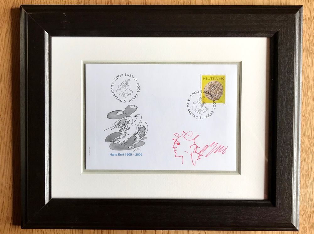 Hans Erni Couvert mit Zeichnung gerahmt (Gebraucht) in Seltisberg für CHF 43 – mit Lieferung auf ...