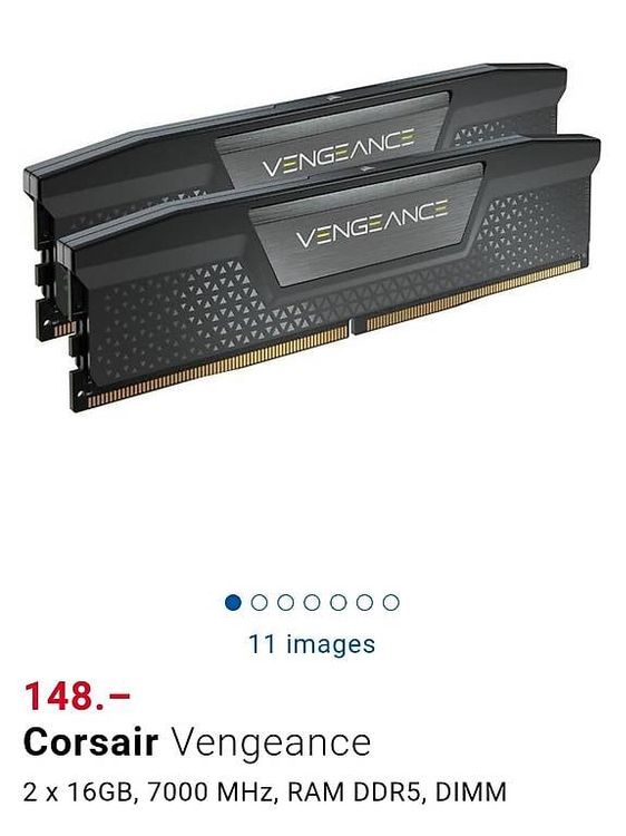 RAM DDR5 Corsair Vengeance 32Go 7000 MHz DIMM | Kaufen auf Ricardo