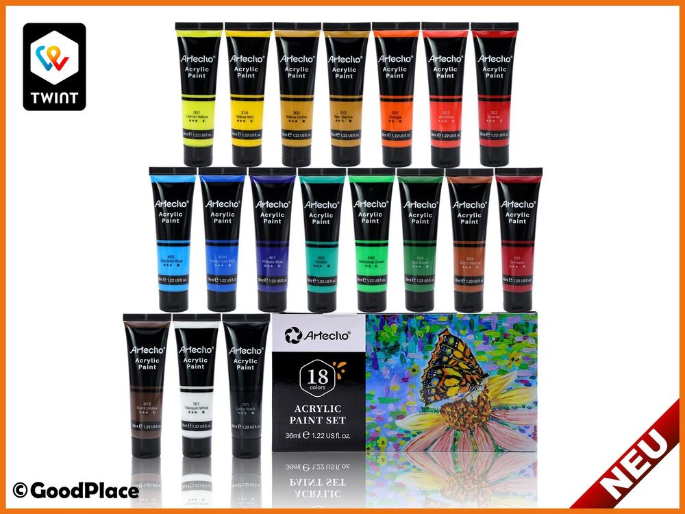 Acrylfarben Set 18 Farben für Künstler (Neu und originalverpackt) in Develier für CHF 24.9 – mit ...