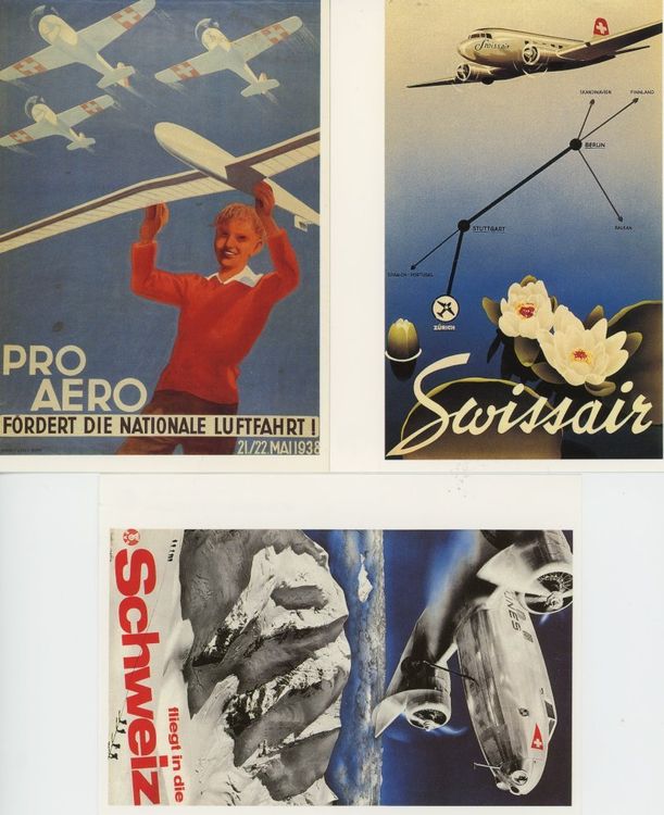 Swissair + Pro Aero 3 Karten Aviatik Plakatsammlung (Gebraucht) in Dallenwil für CHF 5 – mit ...