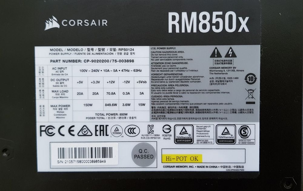 PC Netzteil CORSAIR RM 850x | Kaufen auf Ricardo