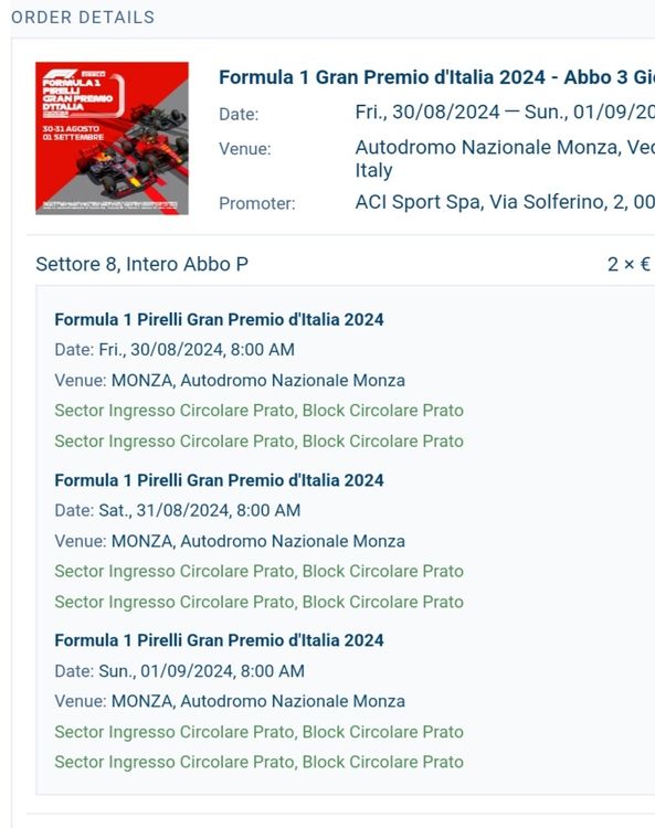 Formel 1 Tickets Monza