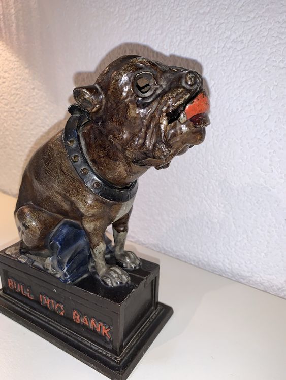Bulldog Bank Spardose 1880 Rarität USA Gusseisen Orginal (Gebraucht) in ...