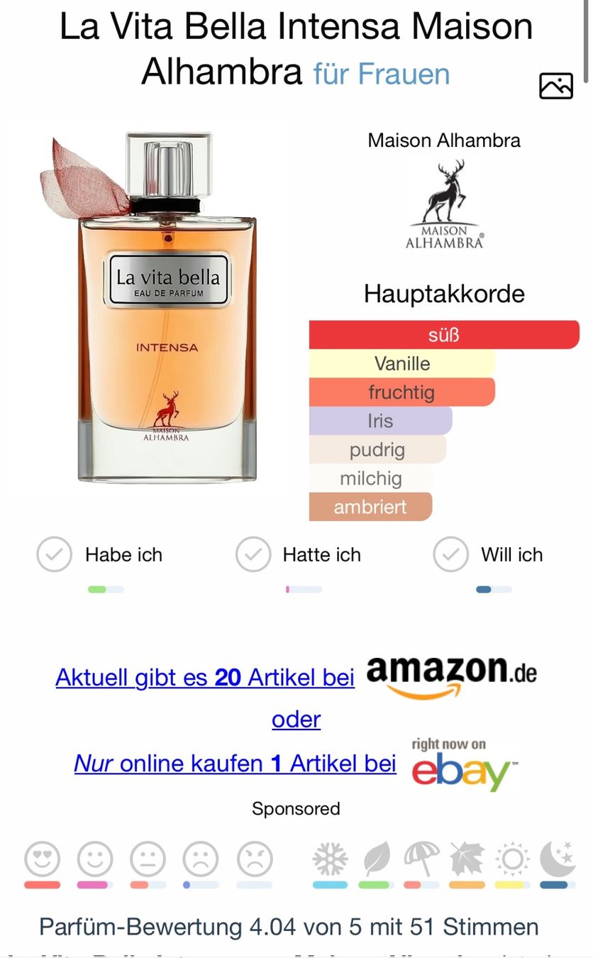 Alhambra La vita bella Intensa EDP5ML (La vita bella Intensa (Gebraucht ...