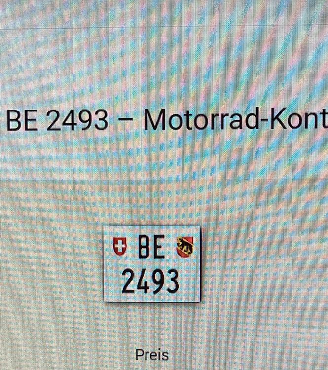 BE 2493 Motorrad Kontrollschild Kennzeichen (Neu (gemäss Beschreibung ...