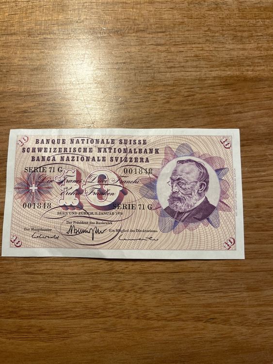 Alte zehn Franken Note 1970 ungefaltet!!!!! (Neu (gemäss Beschreibung)) in Luzern für CHF 12 ...