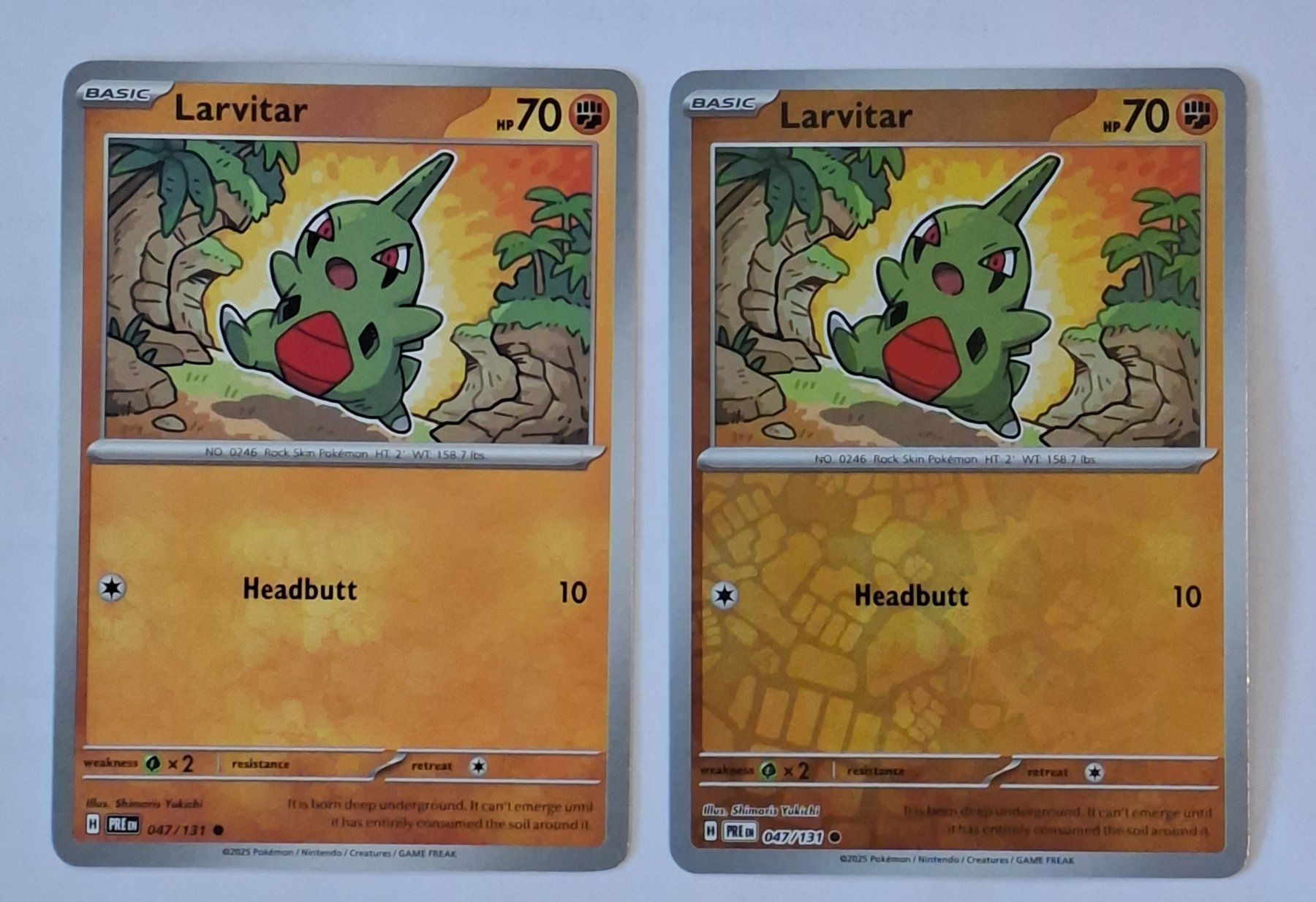 Larvitar 1x Holo und 1x nicht Holo Karten 047/131 EN 2025 (Neu (gemäss ...