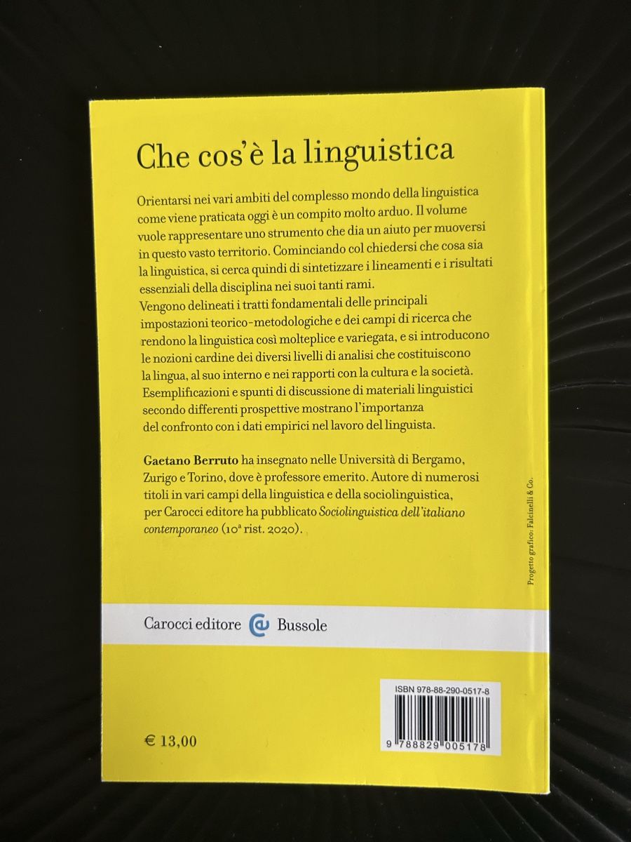 "Che cos'è la linguistica" by Gaetano Berruto - Italian (49) (Neu ...