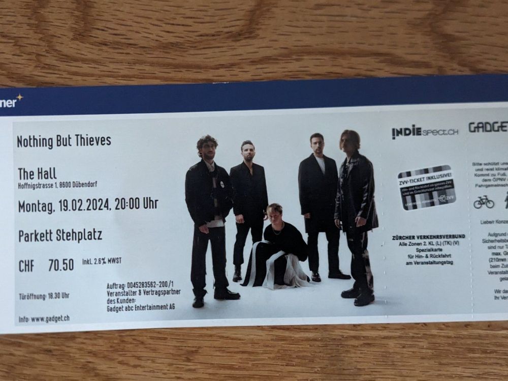 Ticket Nothing But Thieves 19.02.2024 | Kaufen auf Ricardo