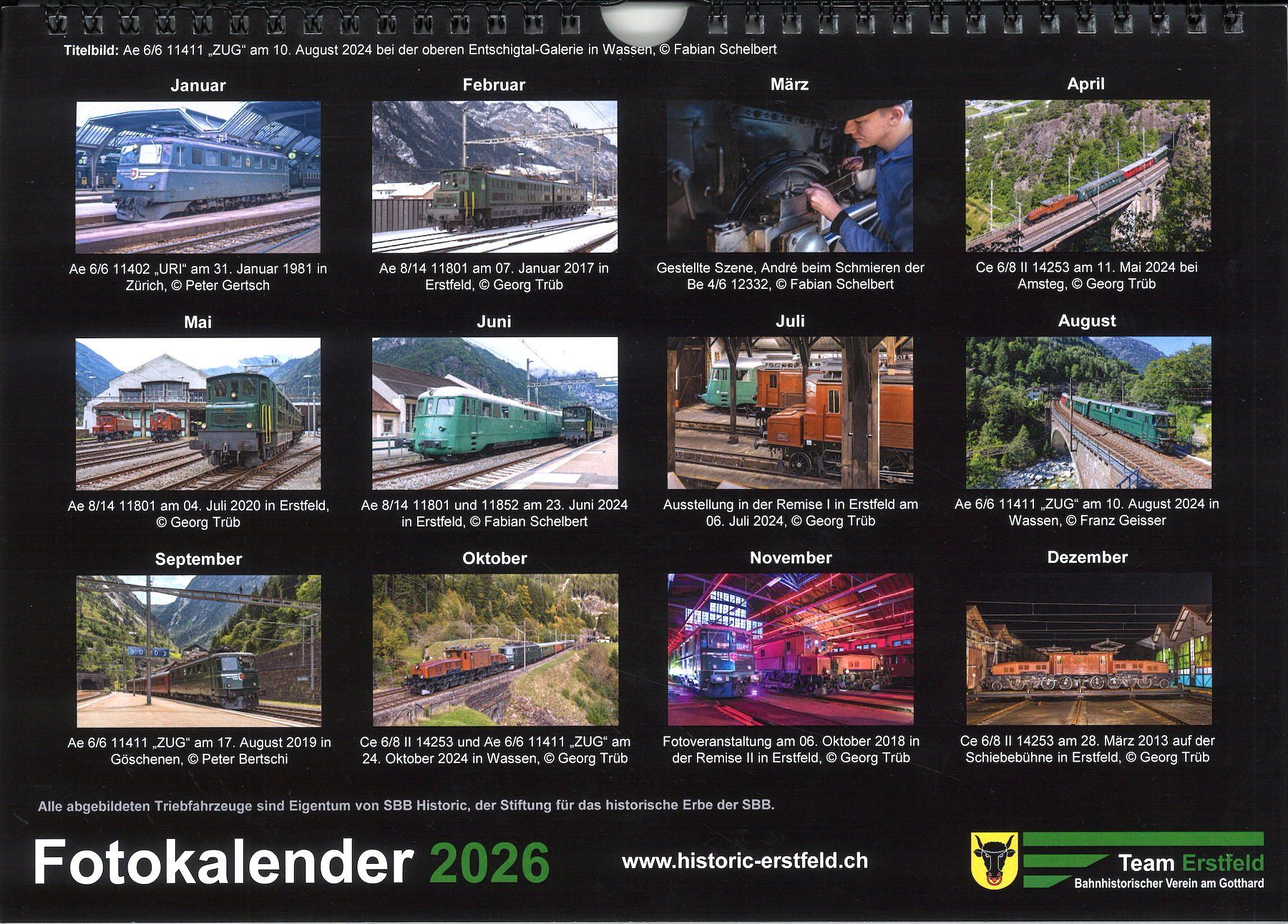 Kalender: SBB Team Erstfeld Bahn-Kalender 2026 (Neu (gemäss ...