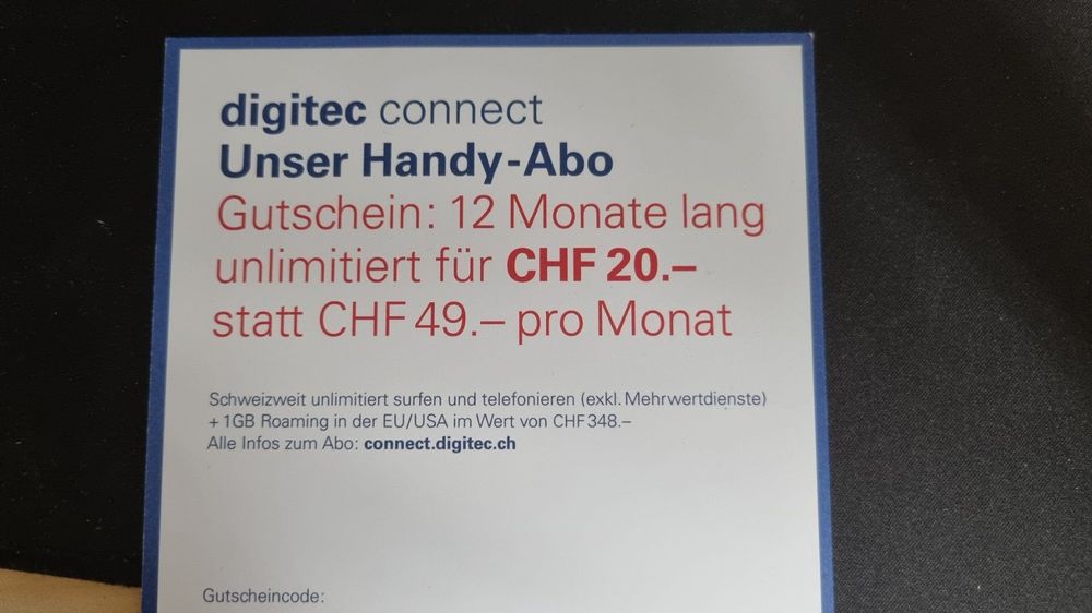 digitec connect Gutschein 1 Jahr für 20 CHF anstatt 49 CHF (Neu und ...
