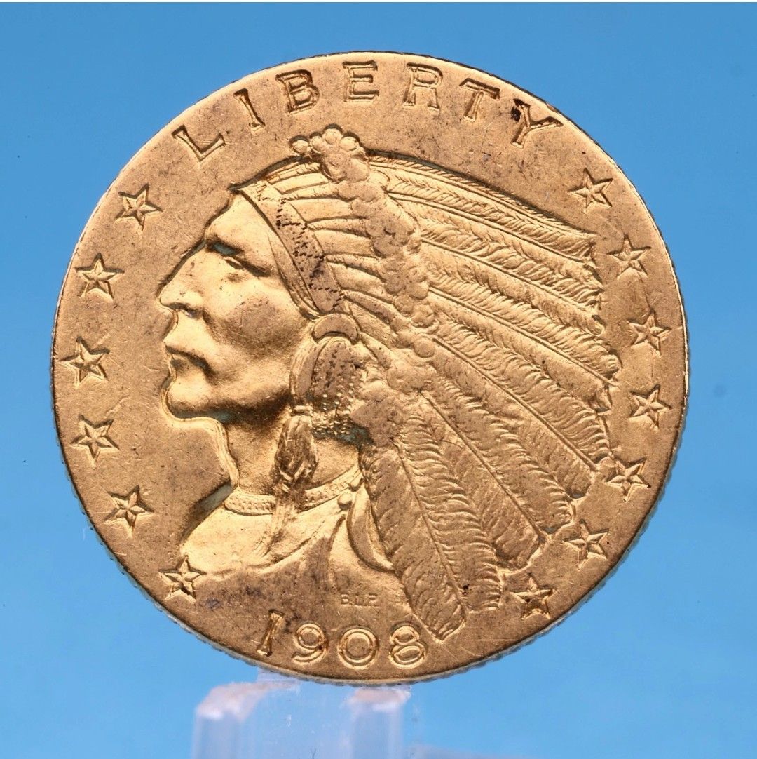 2½ Dollar Indian Head Gold 1908 – Erster Jahrgang der Serie (Gebraucht ...