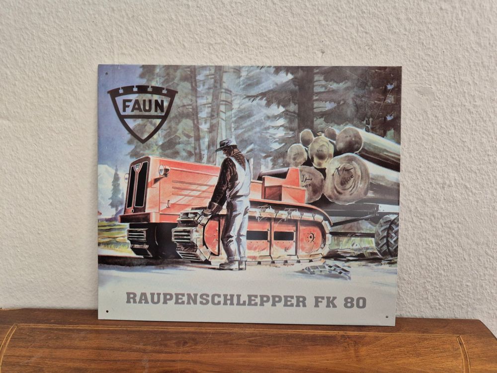 Blechschild Faun Schlepper Traktor Logo Schild Blech Reklame (Gebraucht ...