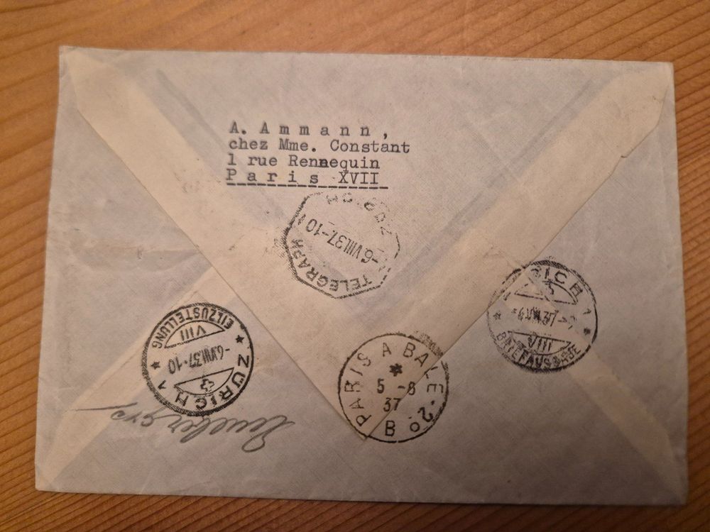 FR-Express Brief von Paris-Zürich aus 1937 gem. Bilder (Gebraucht) in Oberuzwil für CHF 1 – mit ...