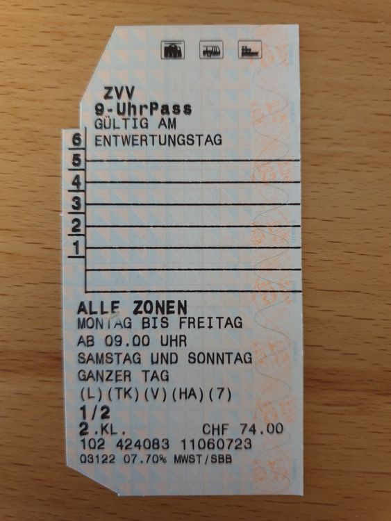 SBB ZVV 9- Uhr Pass (Neu (gemäss Beschreibung)) in Greifensee für CHF ...