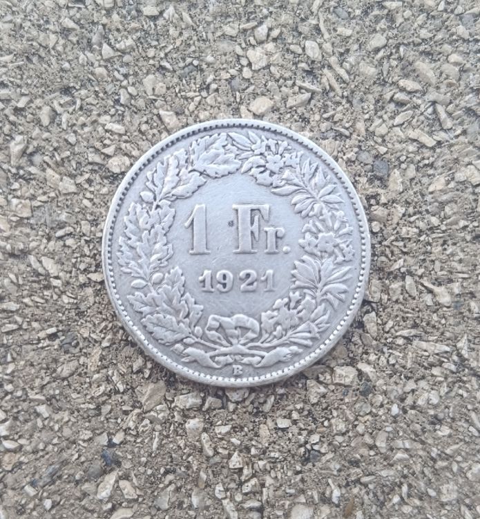 Silbermünze 1 Franken Helvetia 1921 B (Gebraucht) in Feuerthalen für CHF 10 – mit Lieferung auf ...