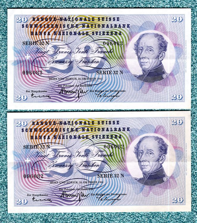 Schweizer noten 2 stück serie correlativos nice grading (Gebraucht) in ...