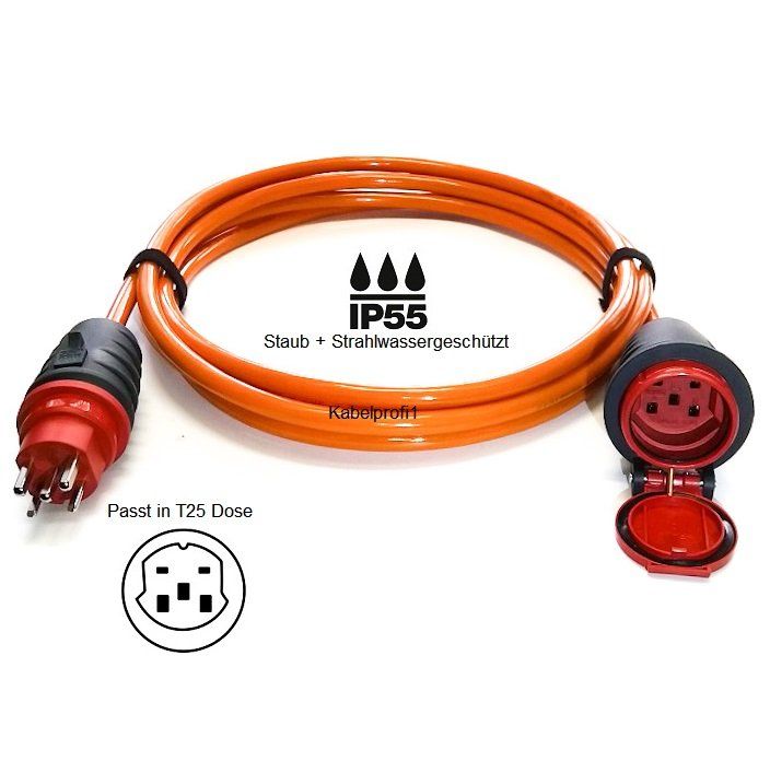 10m Qualitäts Pur-Verlängerungskabel T25 IP55 Neu Aussenanw. (Neu und originalverpackt) in ...
