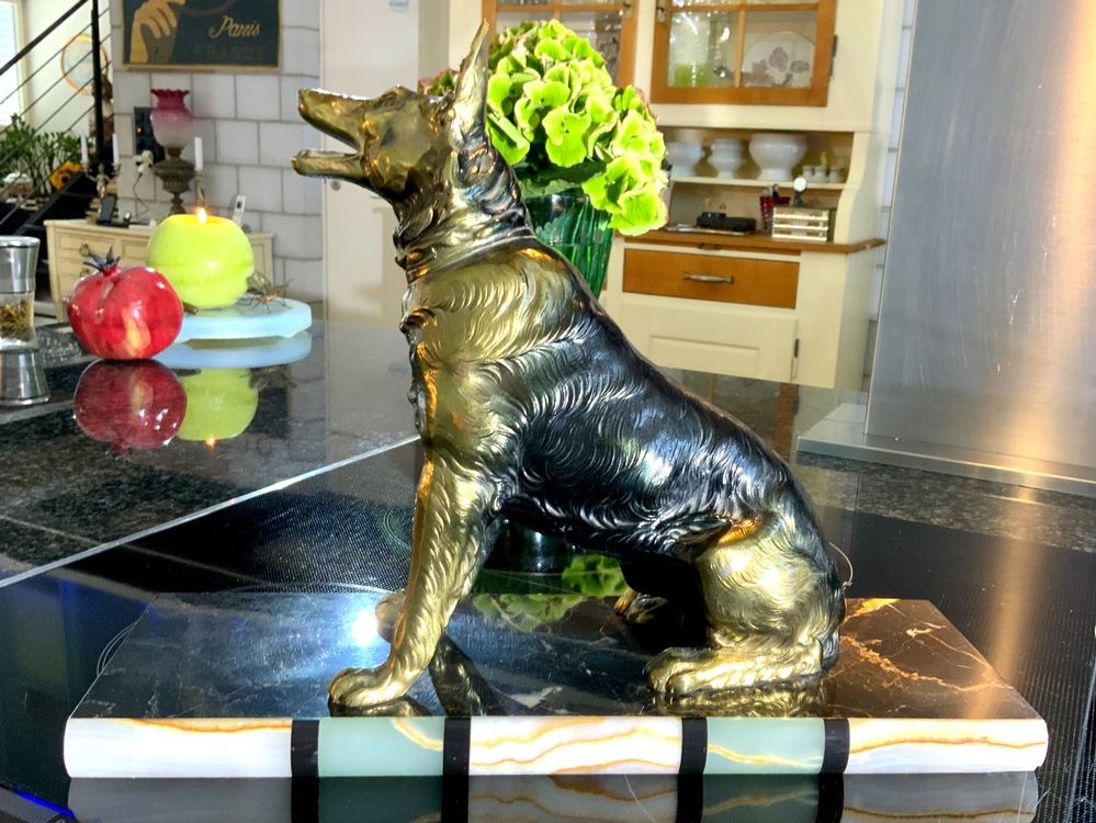 ART DECO GROSSE SKULPTUR DER HUND ZINKGUSS MARMOR FRANCE (1) (Gebraucht ...