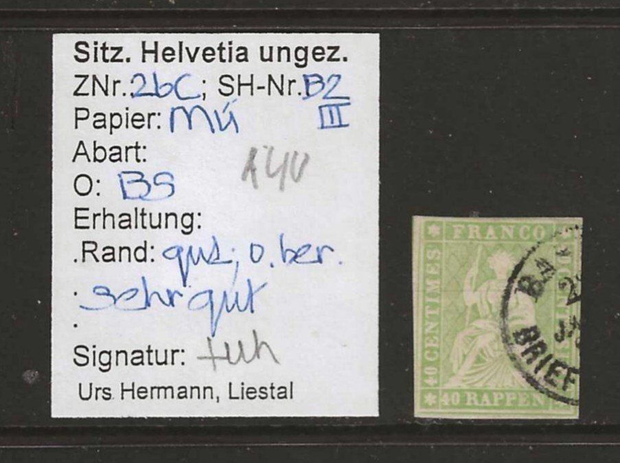 1855 : Strubel Nr. 26C - mit Befund : KP 140.-- | Kaufen auf Ricardo