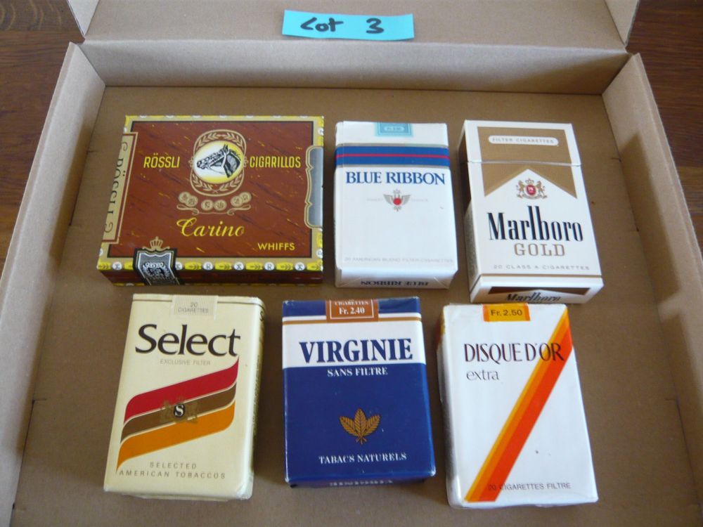 LOT NO 3 DE 5 PAQUETS DE CIGARETTES + 1 CIGARE VINTAGE !! (D'occasion ...