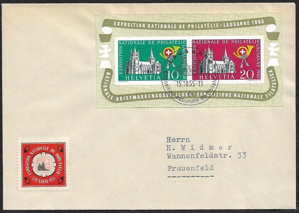 1955 Brief Lausanne Block + Vignette Top | Kaufen auf Ricardo