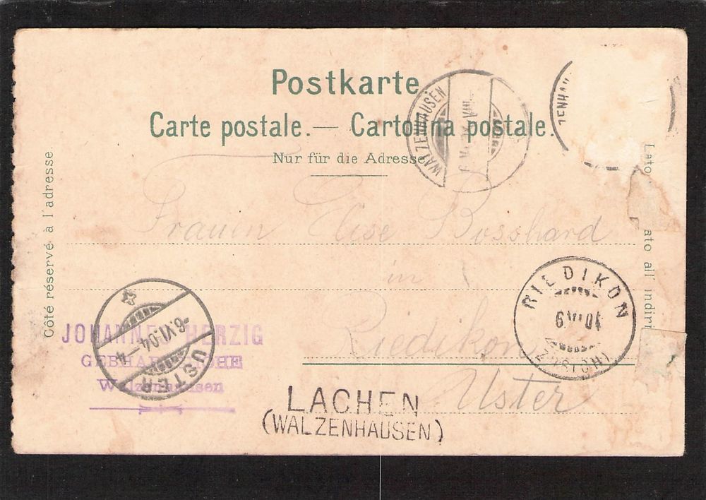 Stabstempel Lachen (Walzenhausen) auf AK Gebardshöhe , 1904 | Kaufen auf Ricardo