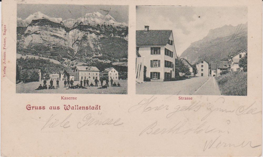 AK Gruss aus Walenstadt, mit Strasse u. Kaserne, 1.9.1901 (Gebraucht) in Weil am Rhein für CHF 8 ...