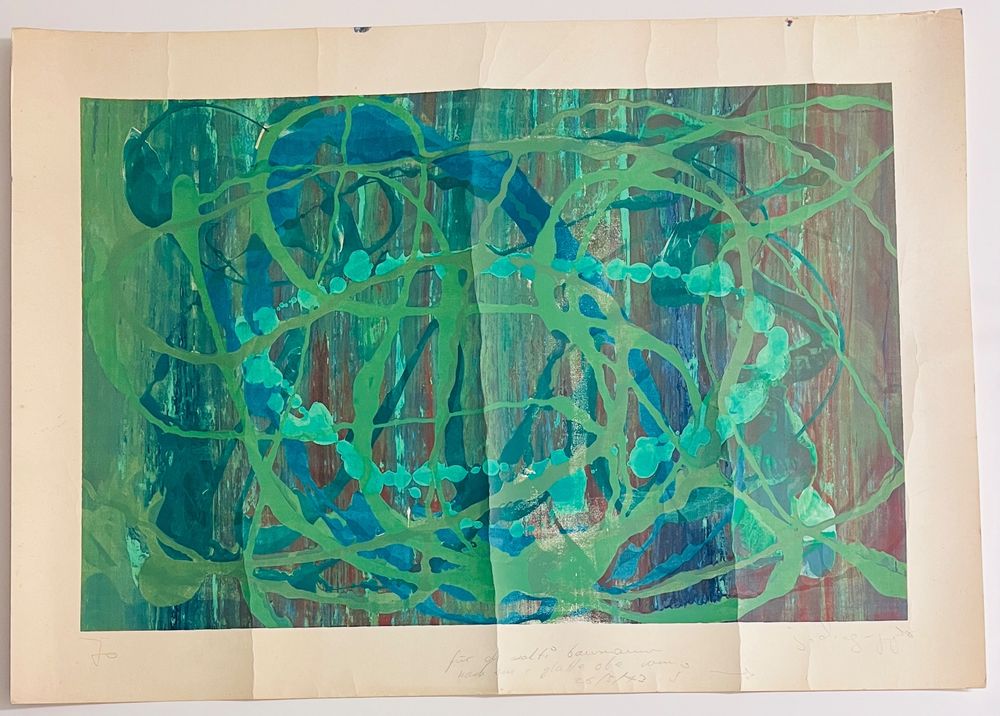 Grosse Abstrakte Lithografie Unleserlich Handsigniert | Kaufen auf Ricardo