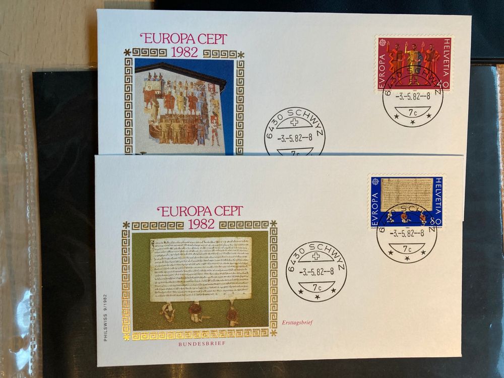 CH 1982 FDC Satz Europa CEPT Bundesbrief Ortsstempel Schwyz (Gebraucht) in Liestal für CHF 1 ...