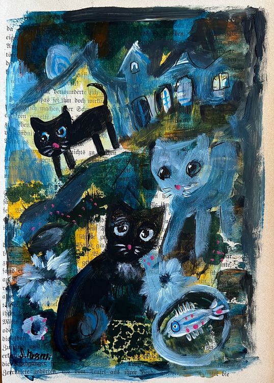 Wunderbares Katzenbild / art brut / Unikat (Gebraucht) in Kaufdorf für ...