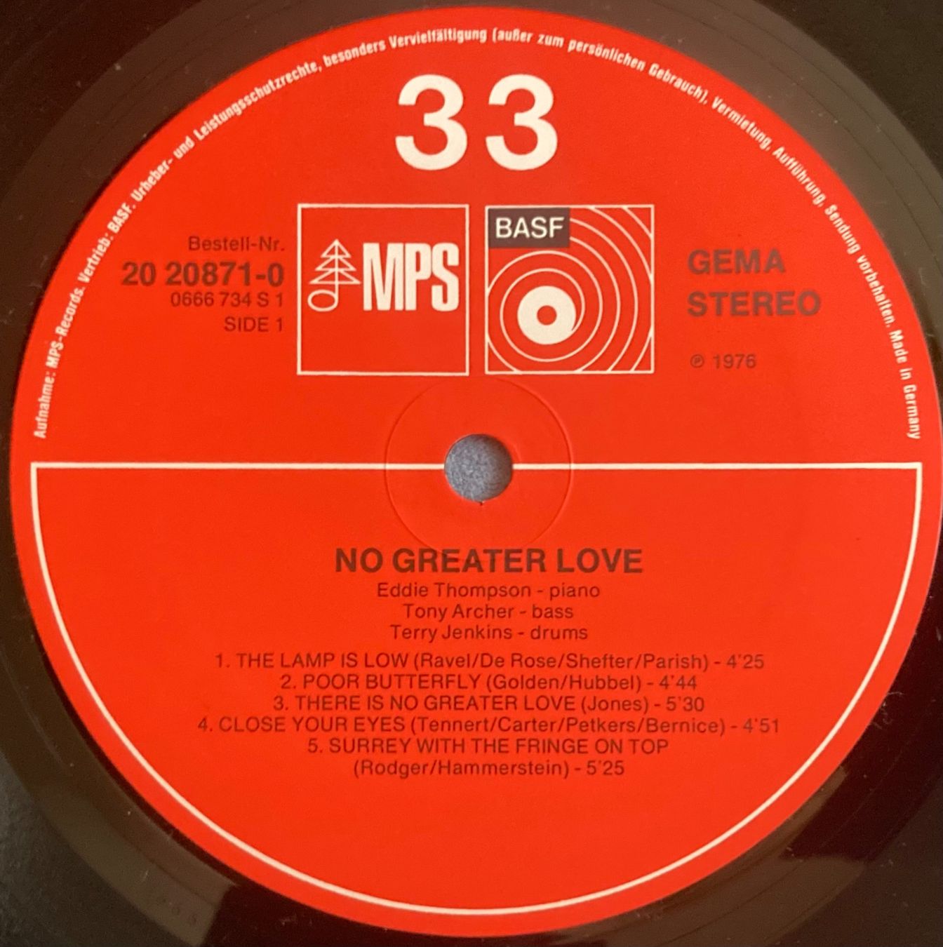 EDDIE THOMPSON - NO GREATER LOVE (D'occasion) à Poliez-Pittet pour CHF ...